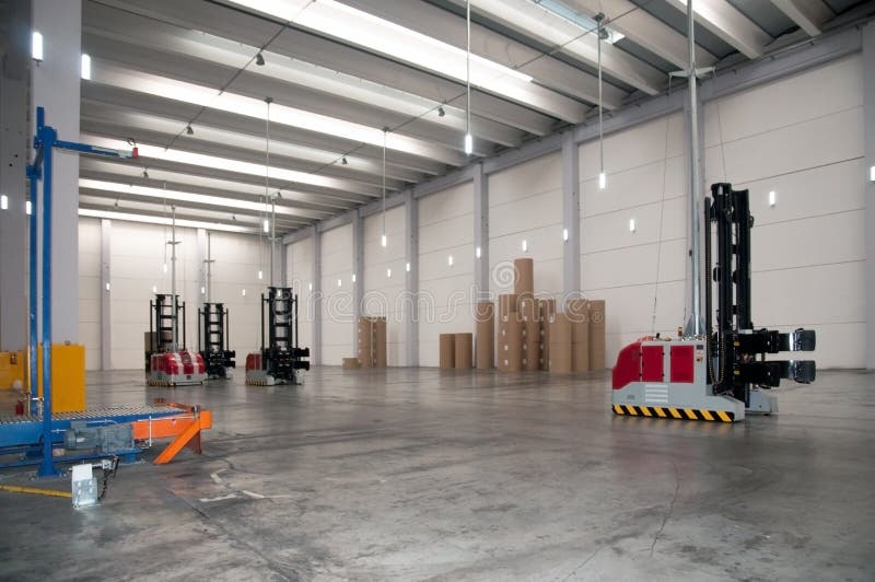 Automated Warehouse (paper) with Robotic Forklift Stock Image - Image ...