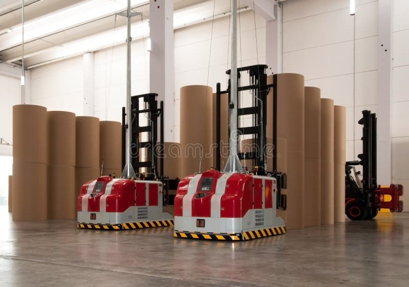 Automated Warehouse (paper) with Robotic Forklift Stock Image - Image ...