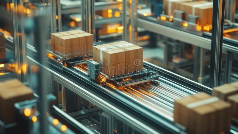 Automated Warehouse with Robotic Systems for Sorting and Packing Stock ...