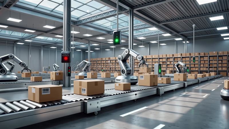 AI Robotic Warehouse Sorting System Stock Footage - Video of control ...