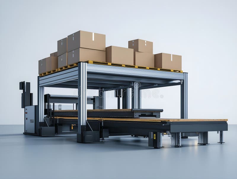 Automated Warehouse Storage System Robotic Arm Cardboard Boxes Stock ...