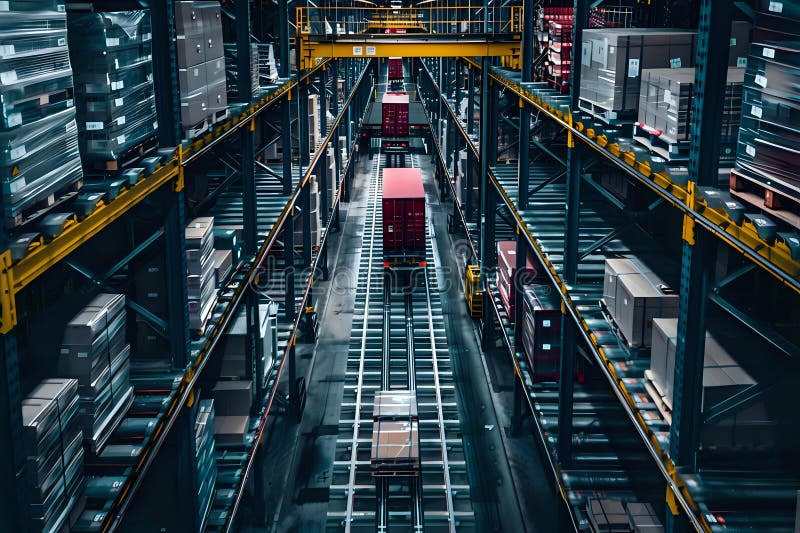 Automated Warehouse System, Efficiently Transports Goods on Conveyor ...