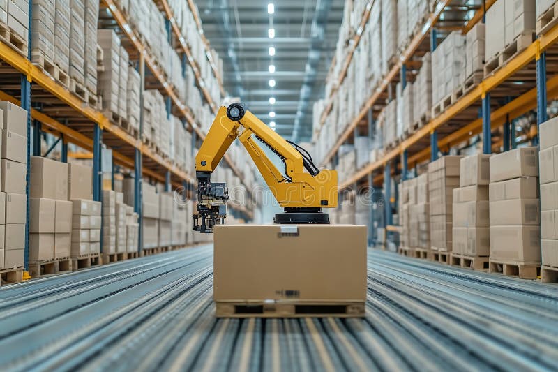 Automated Warehouse Technology, Robotic Arm Managing Logistics in ...