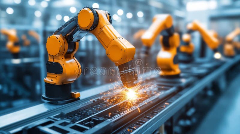 Automated Welding Process on Assembly Line Stock Illustration ...