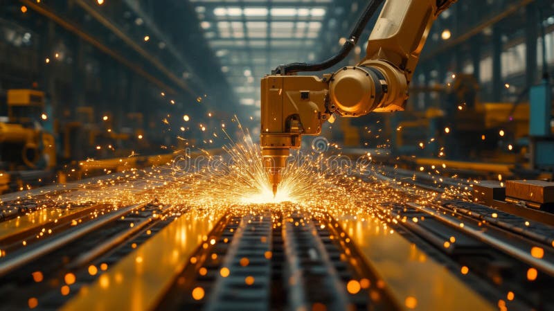 Automated Welding Process in Modern Factory Stock Illustration ...