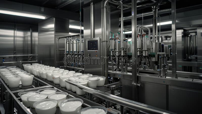 Automated Yogurt Manufacturing Process in a Modern High-tech Facility Stock Photo - Image of ...