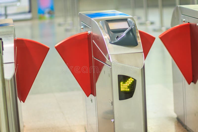 Automatic Access Control Ticket Barriers in Subway Station. View Stock ...