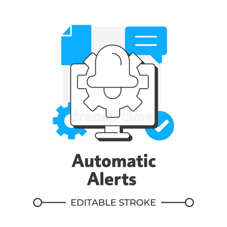 Automatic Alerts Flat Outline Concept Icon Stock Vector - Illustration ...