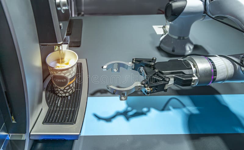 Automatic Arm Preparing for Coffee in Coffee Machine Stock Photo ...