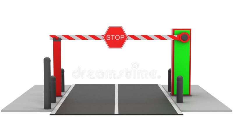 Automatic Barrier with Road Signs. Speed Limit and Toll, Parking Stock ...