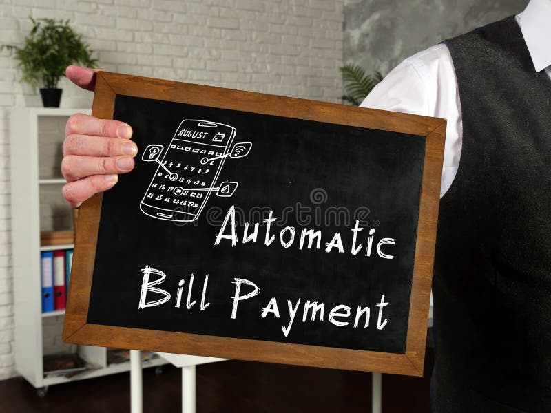 Automatic Bill Payment Phrase on the Blackboard Stock Photo - Image of ...