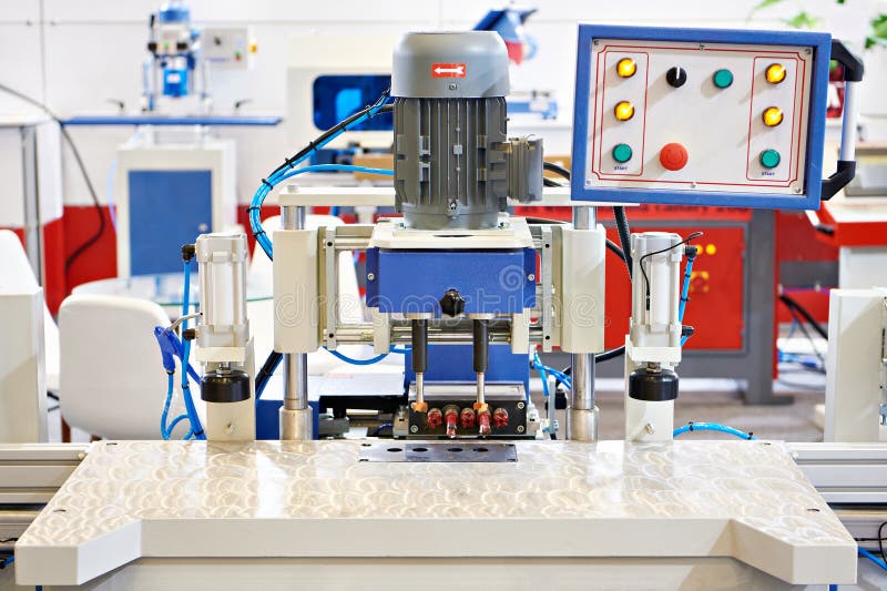 Automatic Boring Machine for the Door Lock and Door Handle Stock Image ...