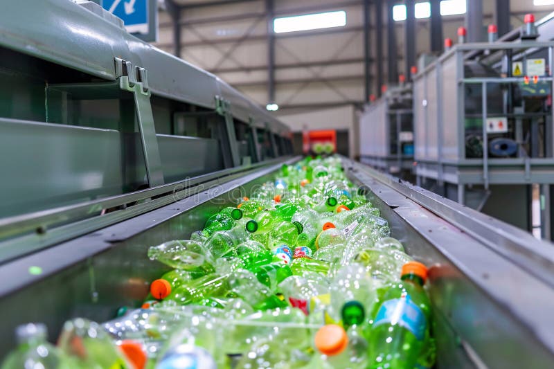 Automatic Bottle Recycling Machine with Stack of Plastic Bottles Stock ...