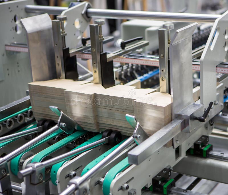 Automatic Box Folder Gluer Machine Stock Image - Image of finishing ...