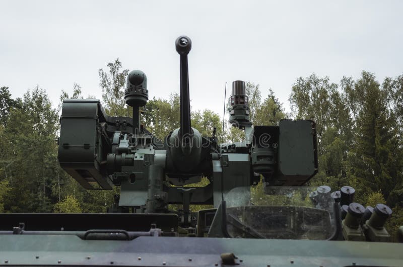 Automatic Cannon and Machine Gun on the Turret Stock Photo - Image of ...