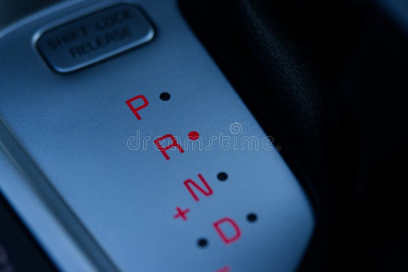 Automatic Car Gear Position Control Panel and the Gear Lever at Reverse ...