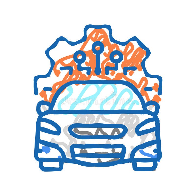 Automatic Car System Icon Doodle Illustration Stock Illustration ...