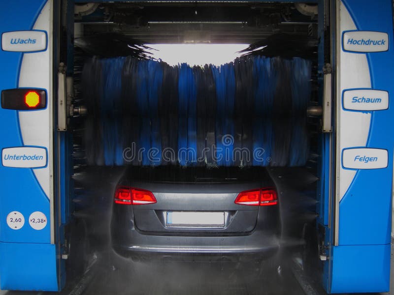 Automatic Car Wash in Action Stock Image - Image of pressurized, brush ...
