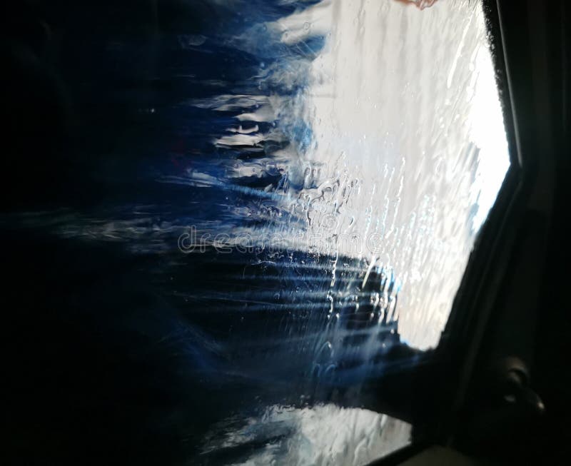 Automatic Car Wash. View from Inside Car Stock Image - Image of brush ...