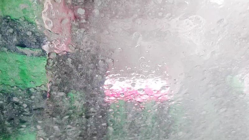 Automatic Car Washing Machine Working Brushing Windshield View from ...