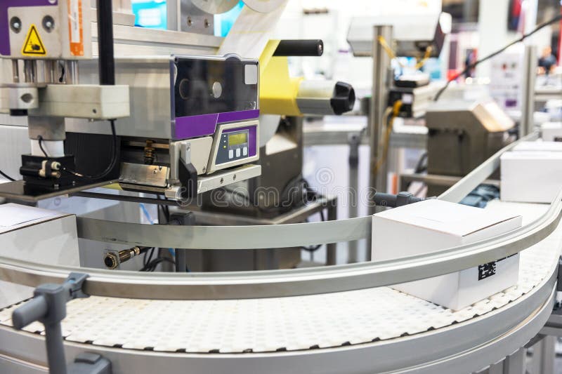 Automatic Cardboard Package Box Conveyor Packaging Assembly Stock Image ...