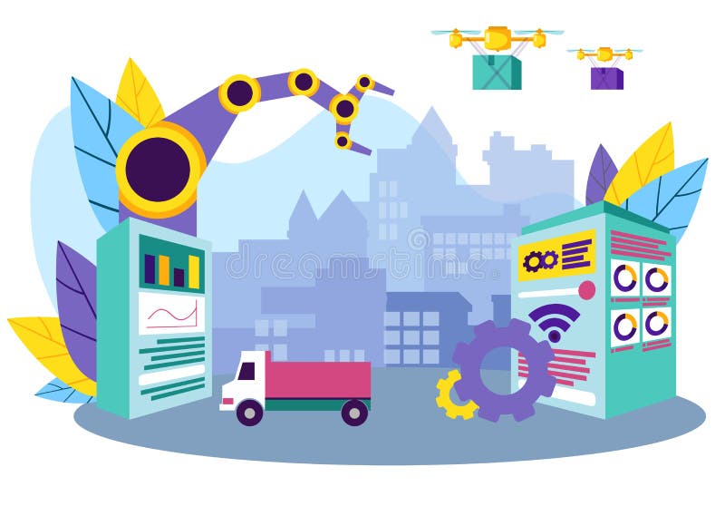 Automatic Cargo Loading System.Vector Illustration Stock Vector ...