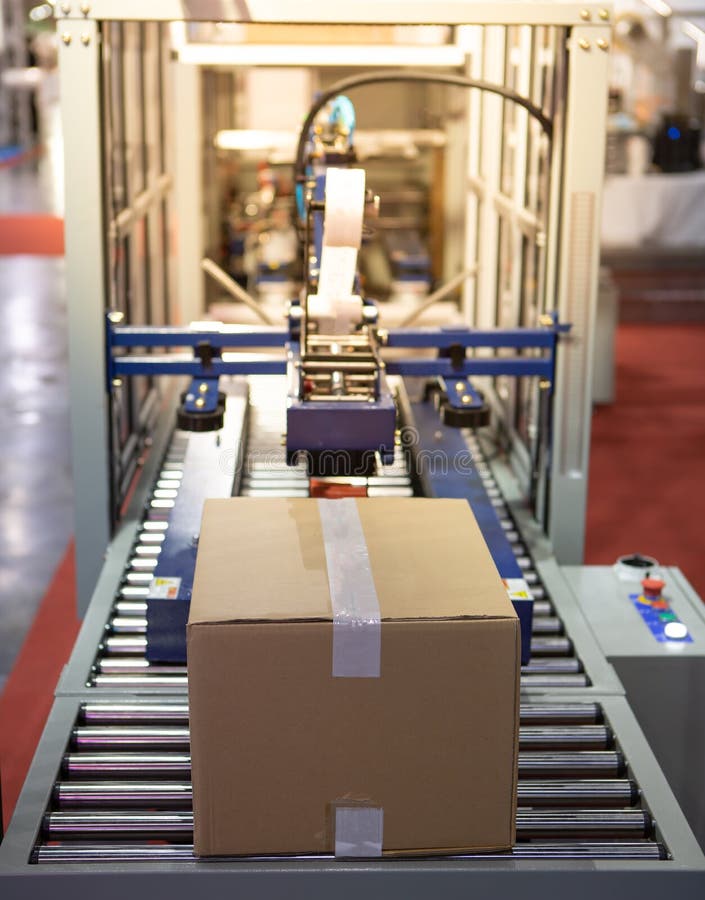 Automatic Carton Tape Sealing Machine Stock Image - Image of process ...