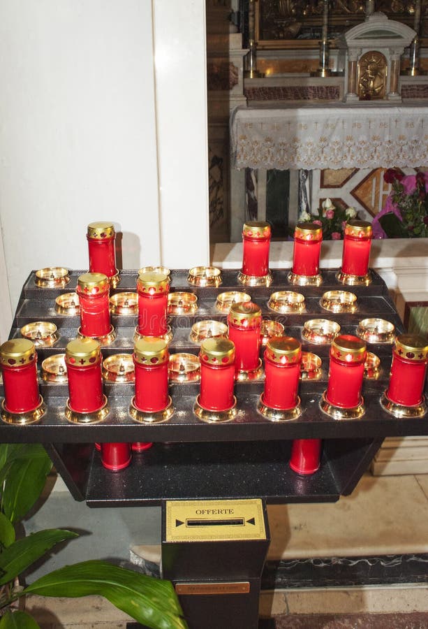 Candles in the Church. stock image. Image of faithful - 202021505