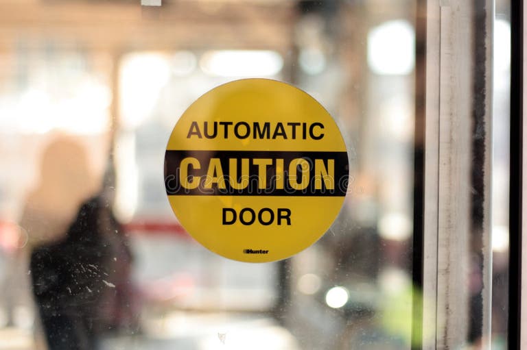 Caution Automatic Door Sticker Stock Photos - Free & Royalty-Free Stock ...