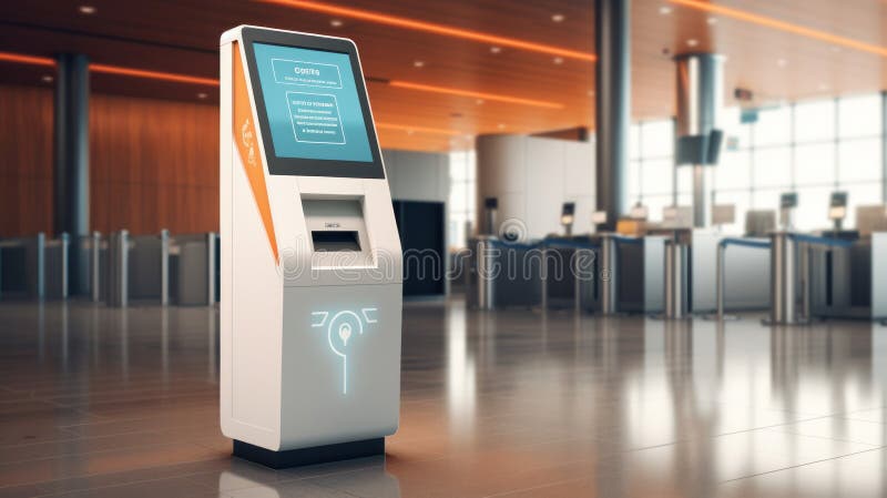 Automatic Check-in Machine in Airport, Boarding Pass Printer. Self ...