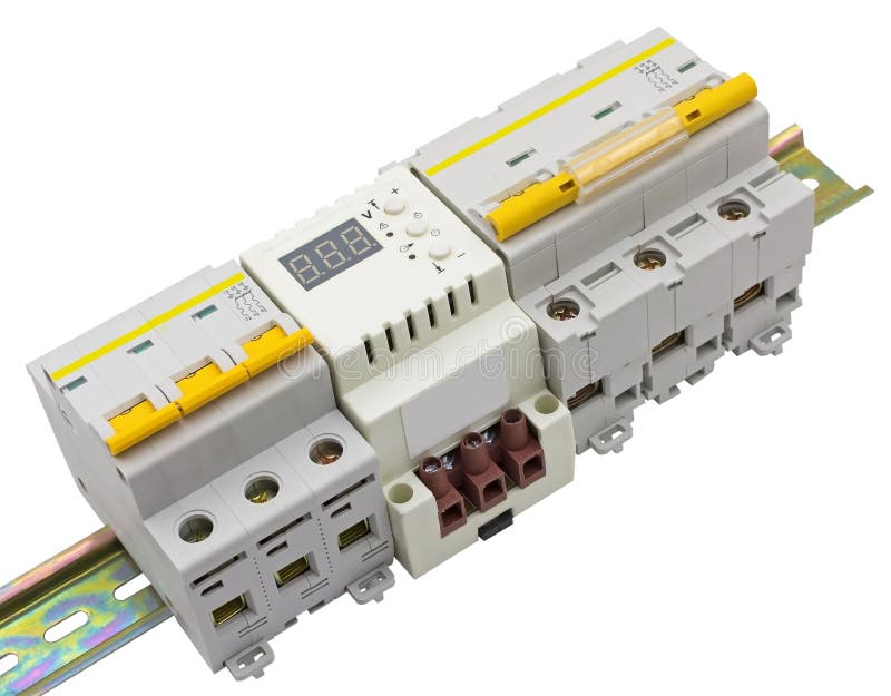 Automatic Circuit Breaker Isolated on a White Stock Photo - Image of ...