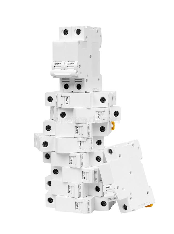 Automatic Circuit Breaker, Isolated on a White Background Stock Image ...