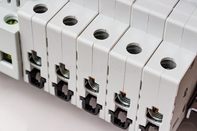 Automatic Circuit Breakers with Disconnected Ports Installed on DIN ...