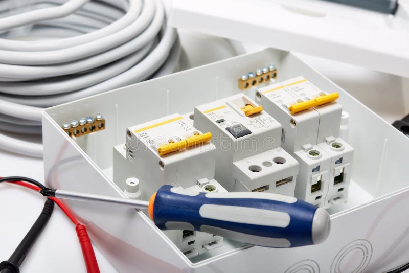 Automatic Circuit Breakers. Electrical Equipment Stock Photo - Image of ...