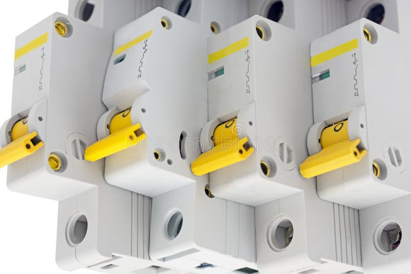 Automatic Circuit Breakers Isolated on White Stock Image - Image of ...