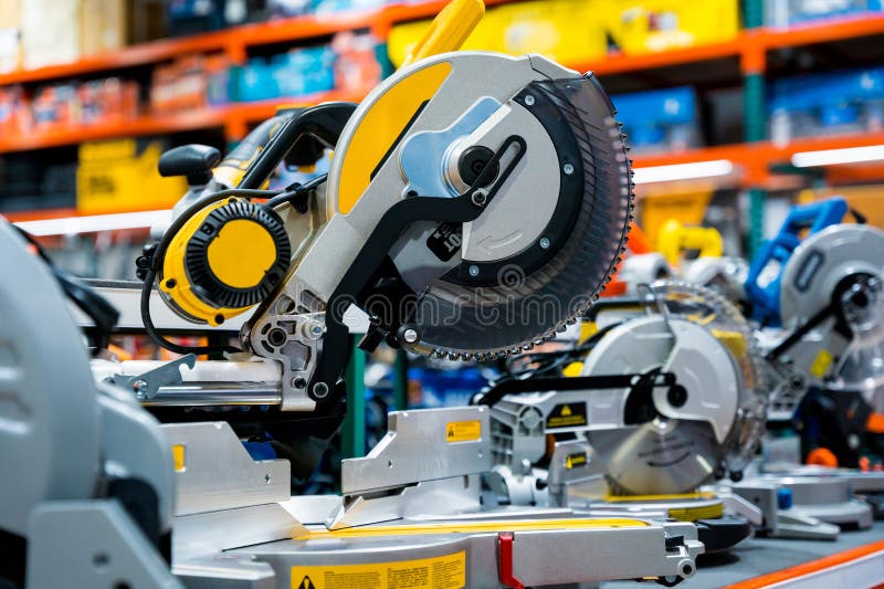 Automatic Circular Saw for Cutting Wood at the Showroom Stock Image ...