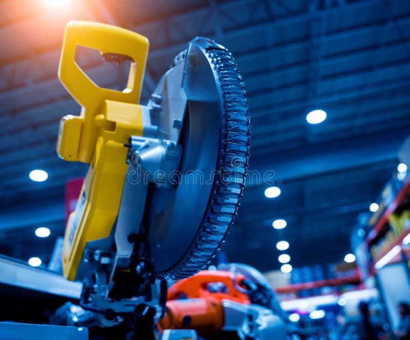 Automatic Circular Saw for Cutting Wood at the Showroom Stock Photo ...