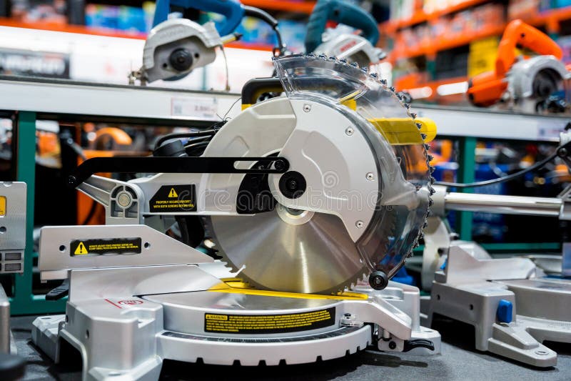 Automatic Circular Saw for Cutting Wood at the Showroom Stock Image ...