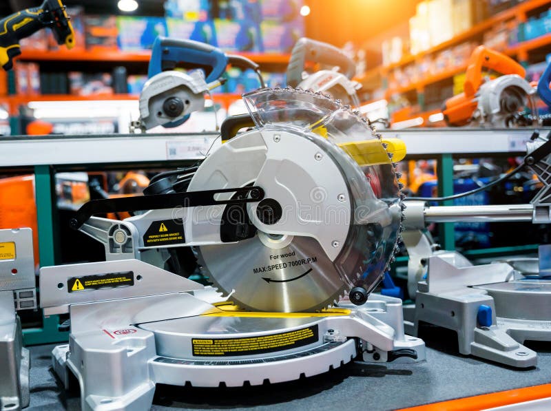 Automatic Circular Saw for Cutting Wood at the Showroom Stock Image ...