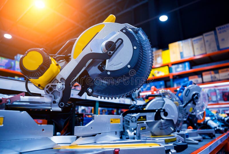 Automatic Circular Saw for Cutting Wood at the Showroom Stock Image ...