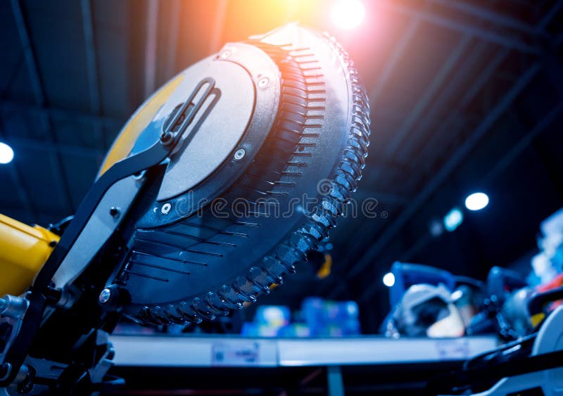 Automatic Circular Saw for Cutting Wood at the Showroom Stock Photo ...