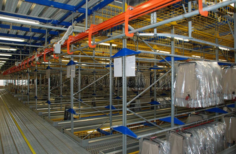 Automatic Clothing Warehouse Stock Image - Image of distribution, color ...