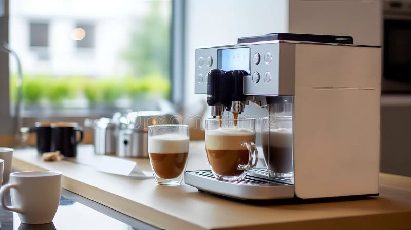 Automatic Coffee Machine in Kitchen. Generative AI Stock Illustration ...