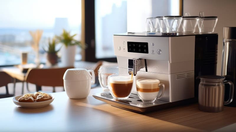 Automatic Coffee Machine in Kitchen. Generative AI Stock Illustration ...