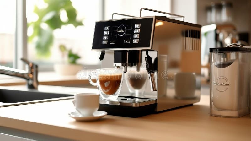 Automatic Coffee Machine in Kitchen. Generative AI Stock Illustration ...