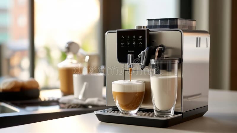 Automatic Coffee Machine in Kitchen. Generative AI Stock Illustration ...