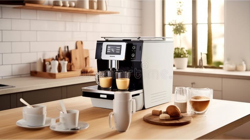 Automatic Coffee Machine in Kitchen. Generative AI Stock Illustration ...
