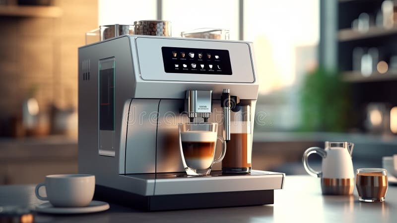 Automatic Coffee Machine in Kitchen. Generative AI Stock Illustration ...