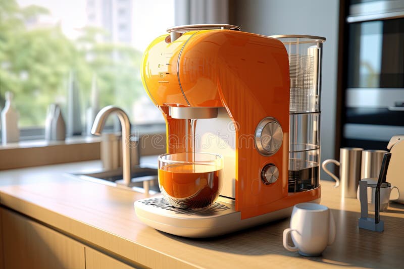 Automatic Coffee Machine in Kitchen. Generative AI Stock Illustration ...