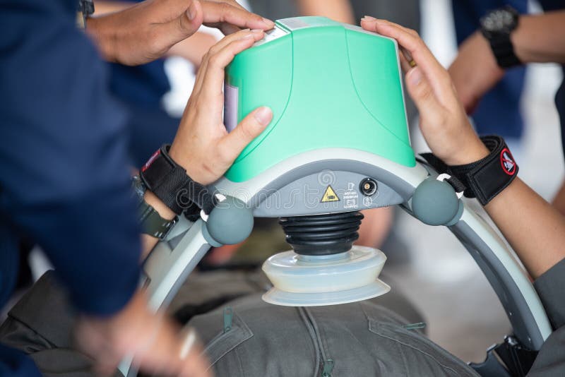 Automatic Compression Mechine CPR Stock Image - Image of doll, help ...